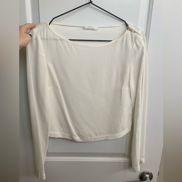 A.L.C. | Tops | Alc Zipper Sleeve Crop Top Blouse | Poshmark